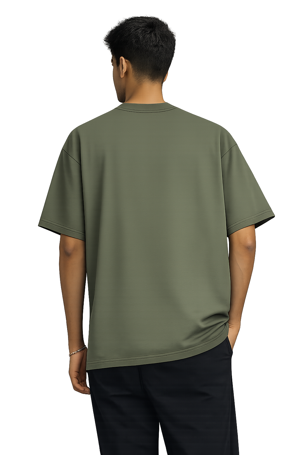 Olive Green Dark Oversized plain T-shirt - hemanova.in